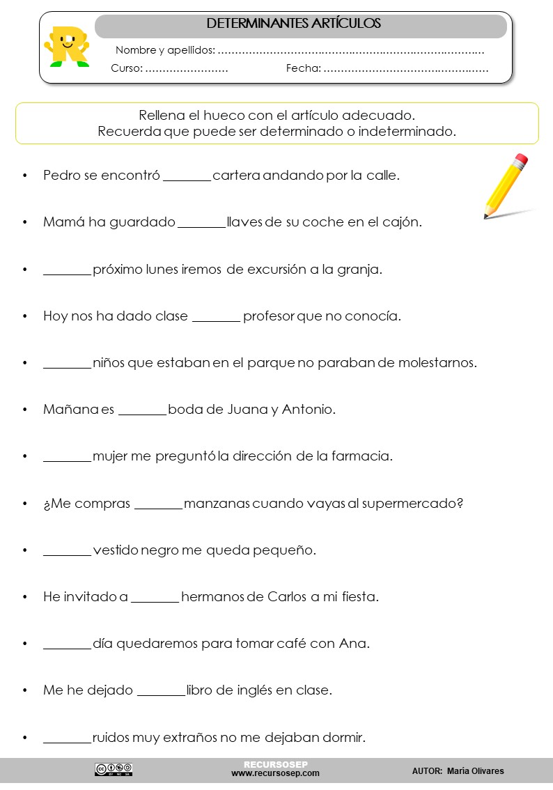 determinantes articulos determinantes articulos