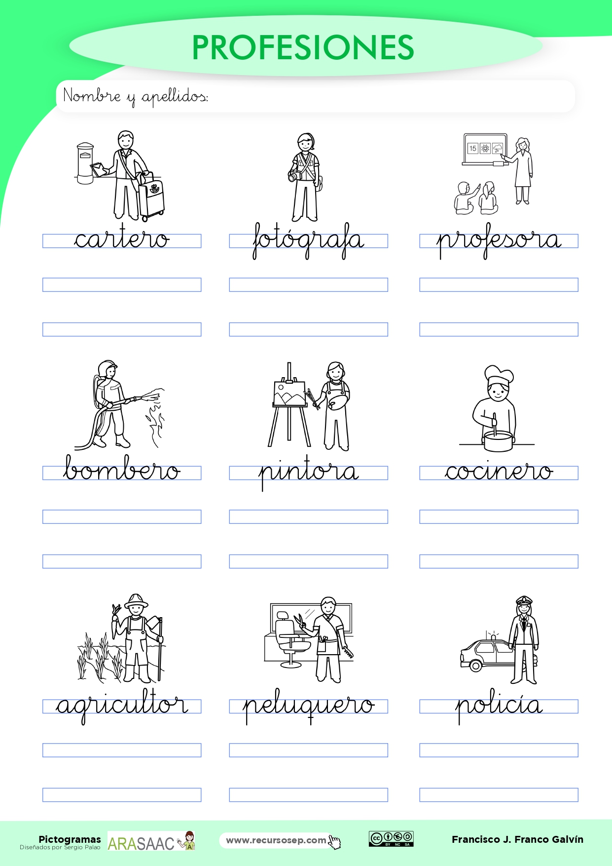 Escritura de palabras [PROFESIONES]