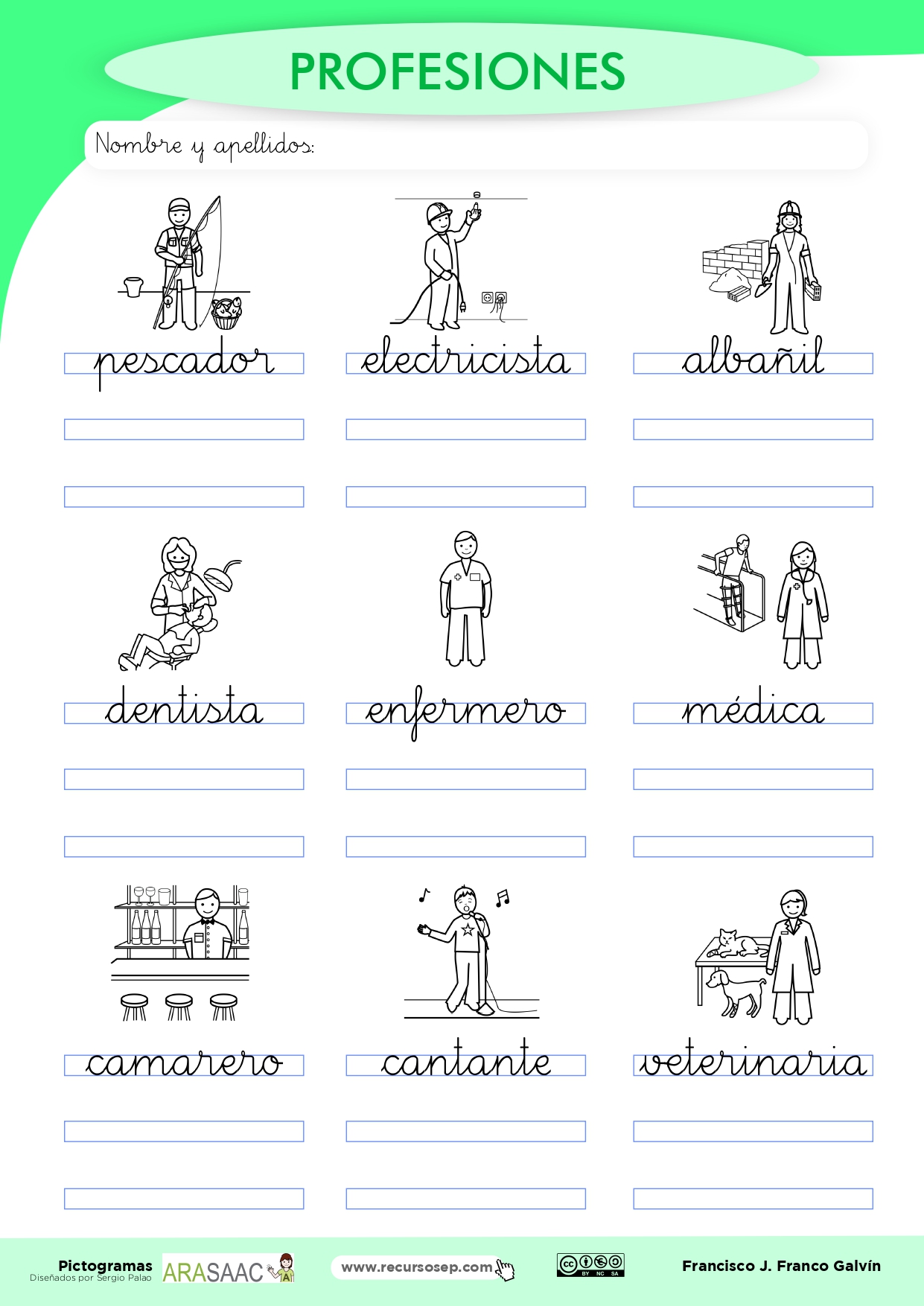 Escritura de palabras [PROFESIONES]