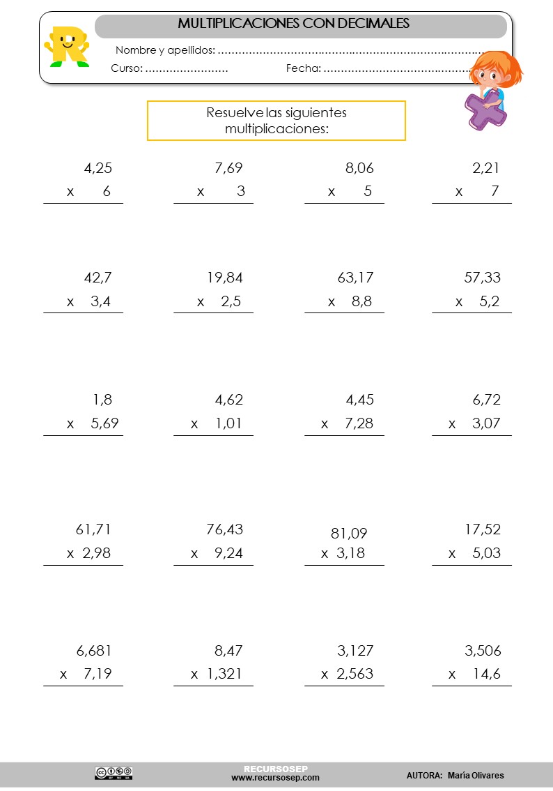 Multiplicaciones Con Decimales