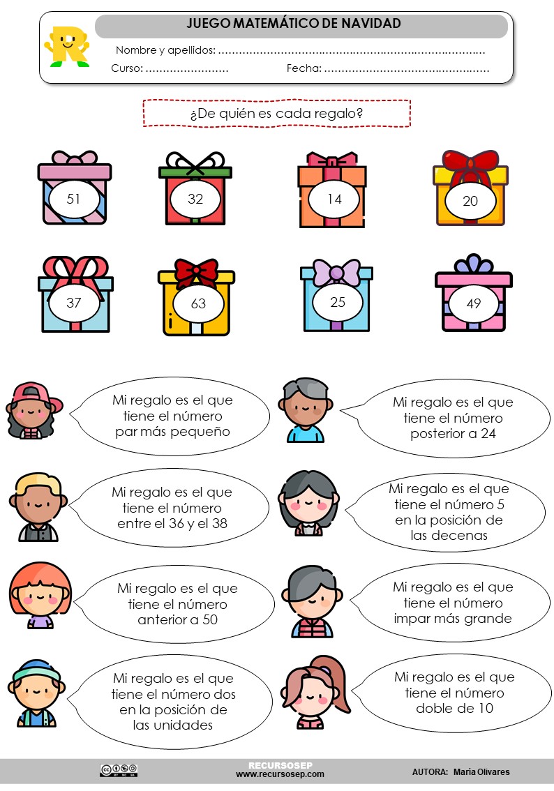 juego matemático navidad