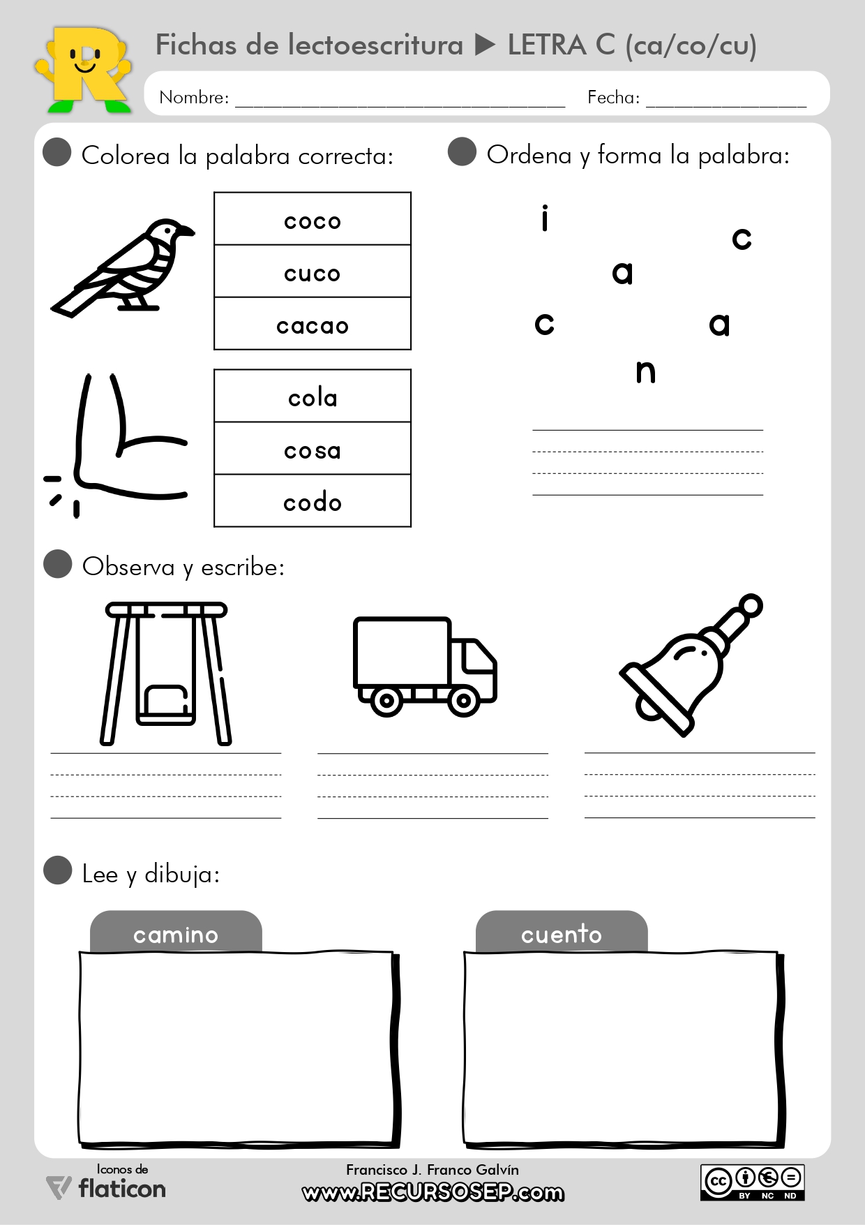 9-fichas-lectoescritura-montessori-recursosep-letra-C-ca,co,cu-imprenta ...