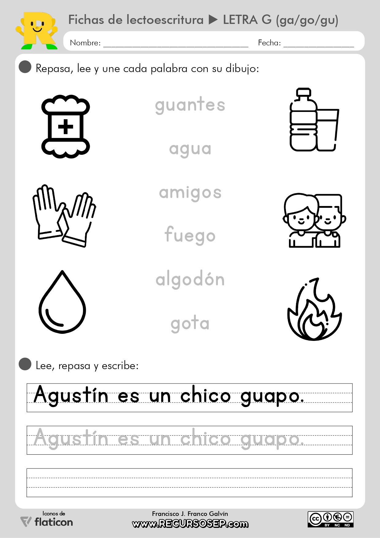 13 Fichas Lectoescritura Montessori Recursosep Letra G Ga Go Gu