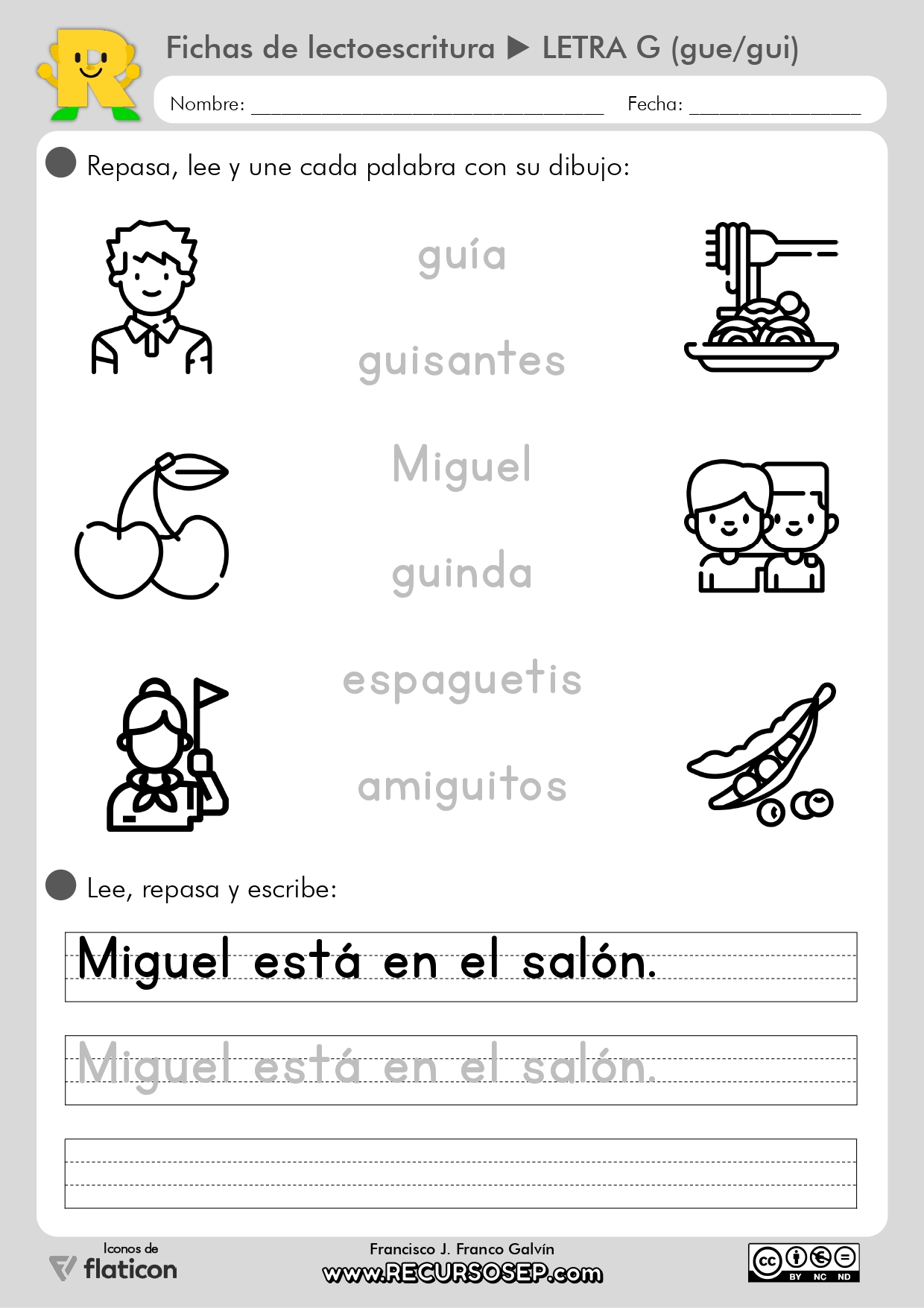 Fichas De La Letra G