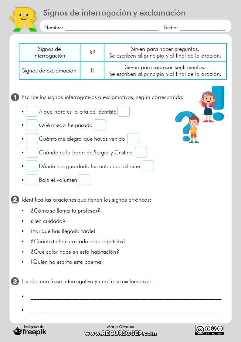 signos de interrogación y exclamación