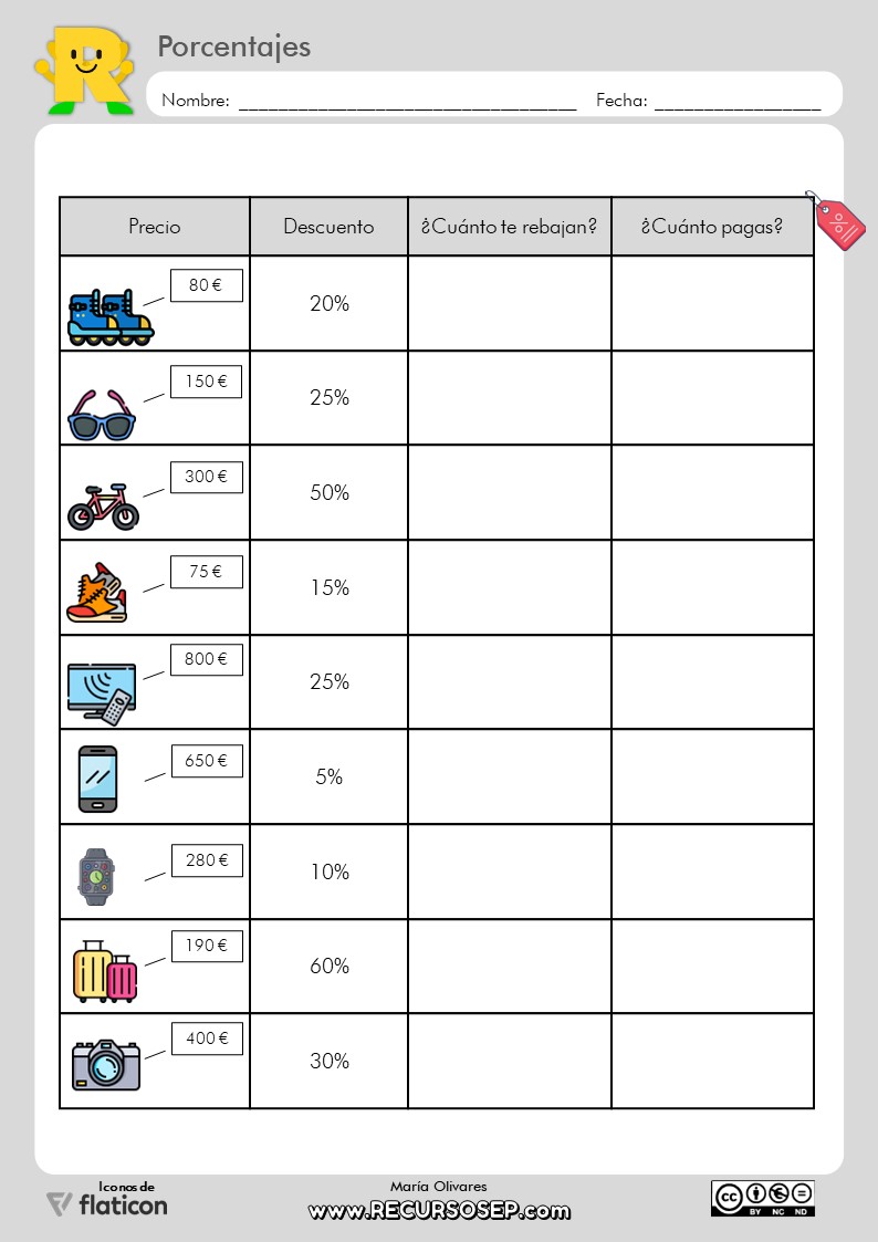 Ejercicio De Porcentajes Con Descuentos