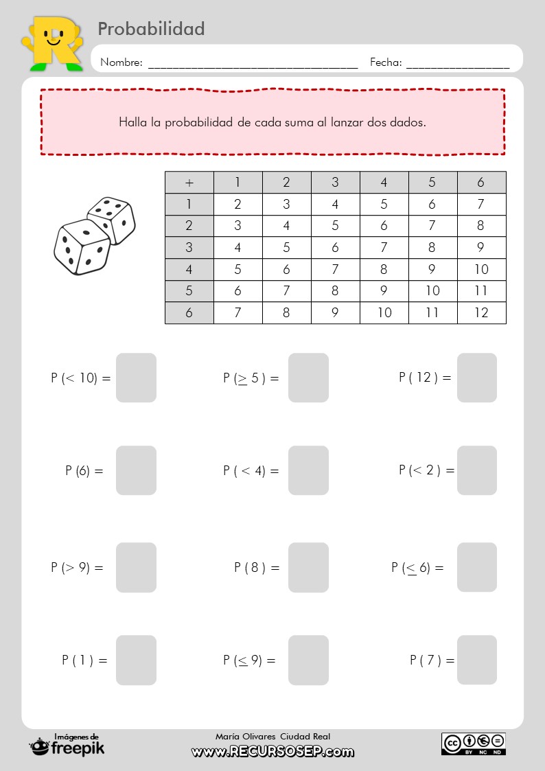 Hoja De Trabajo De Probabilidad Divertida