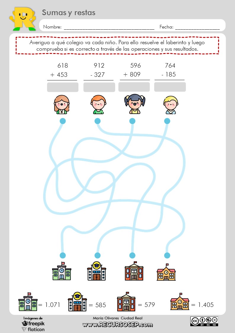 ficha sumas y restas