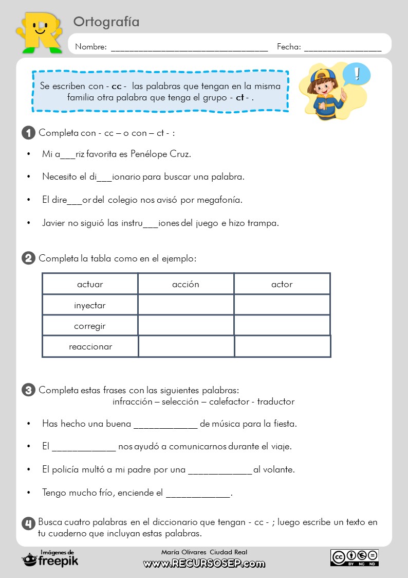 ortografia palabras con cc