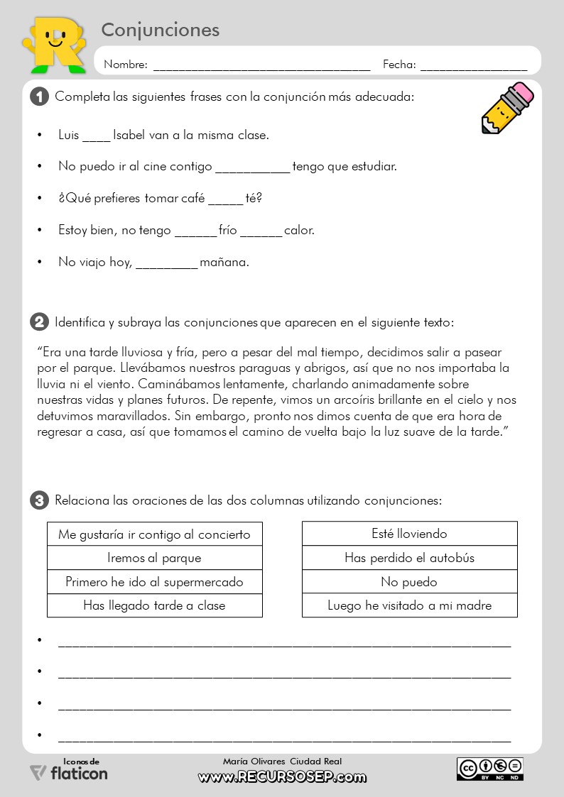 actividades conjunciones