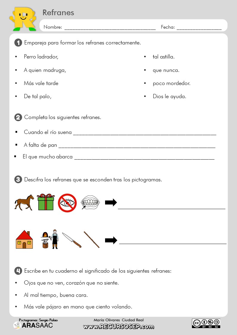 Fichas De Primaria Refranes Refranes Para Ninos Adivinanzas Cortas