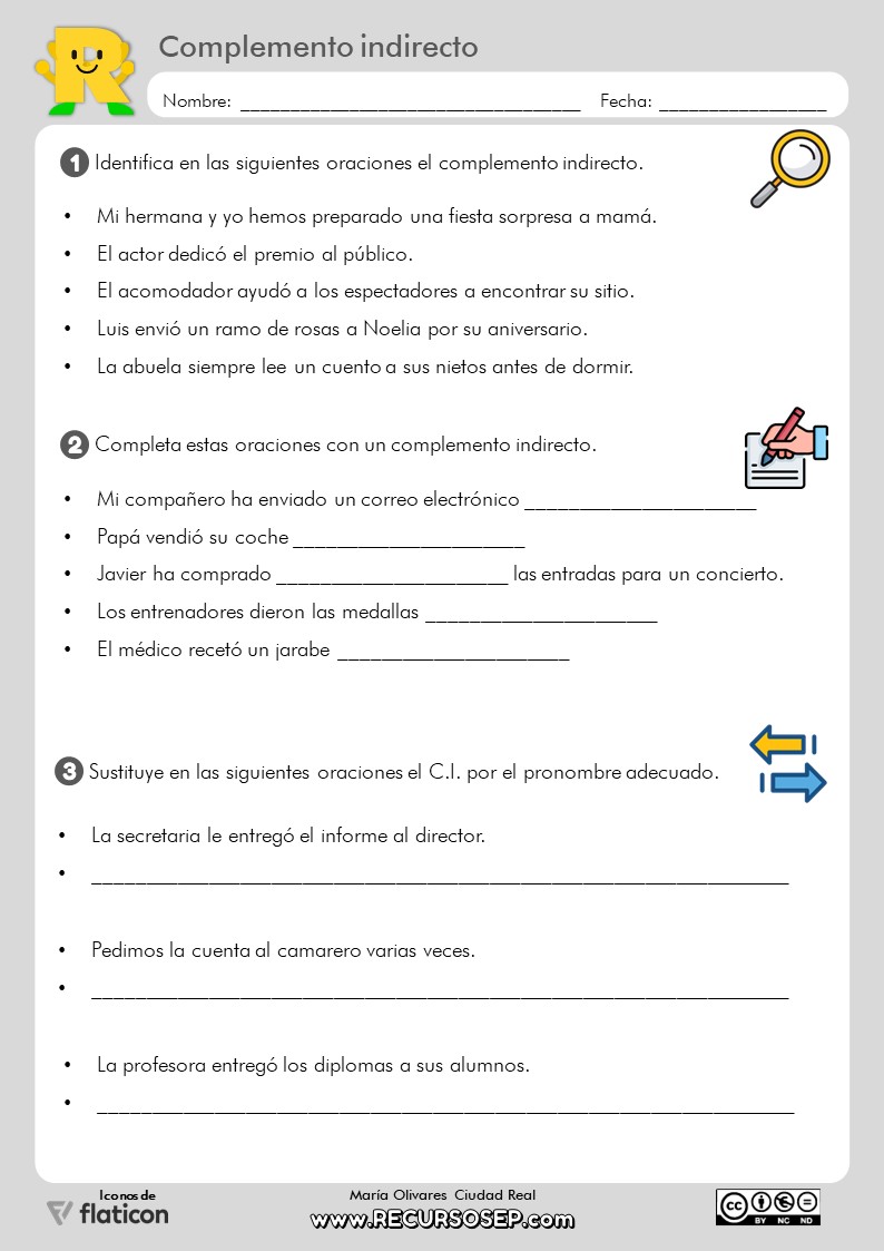 actividades complemento indirecto