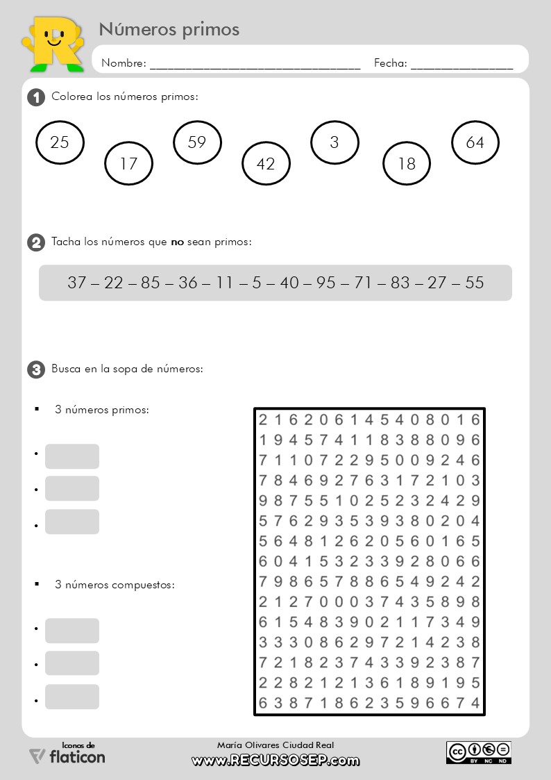 EJERCICIOS NUMEROS PRIMOS
