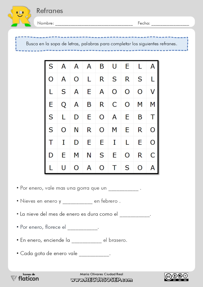 Sopa de letras refranes enero (1)
